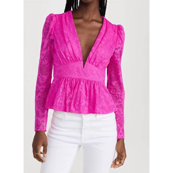 SAYLOR | Tops | New Saylor Devonne Snakeskin Lace Top In Pink | Poshmark